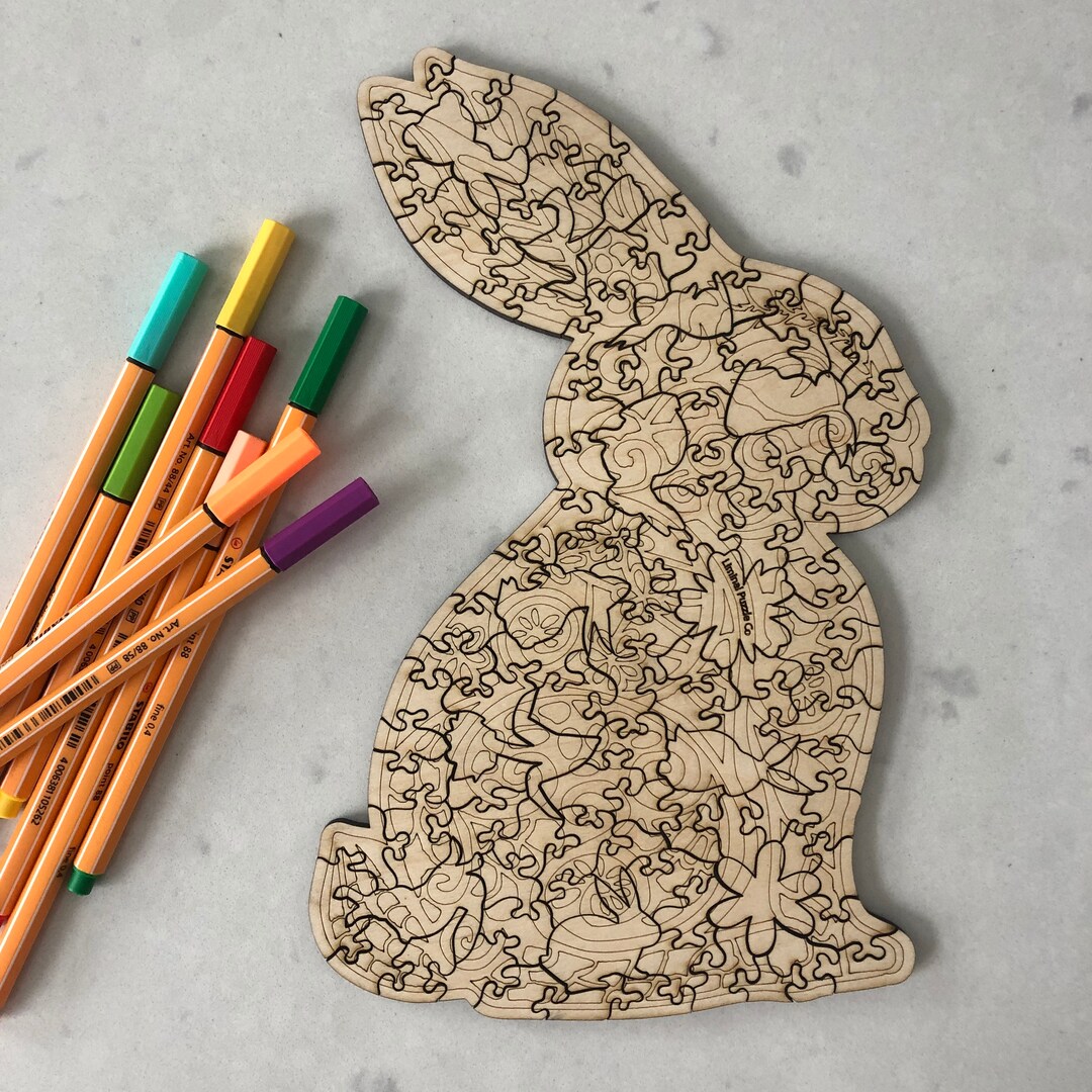 Rabbit Adult Coloring Puzzle Zentangle - Etsy