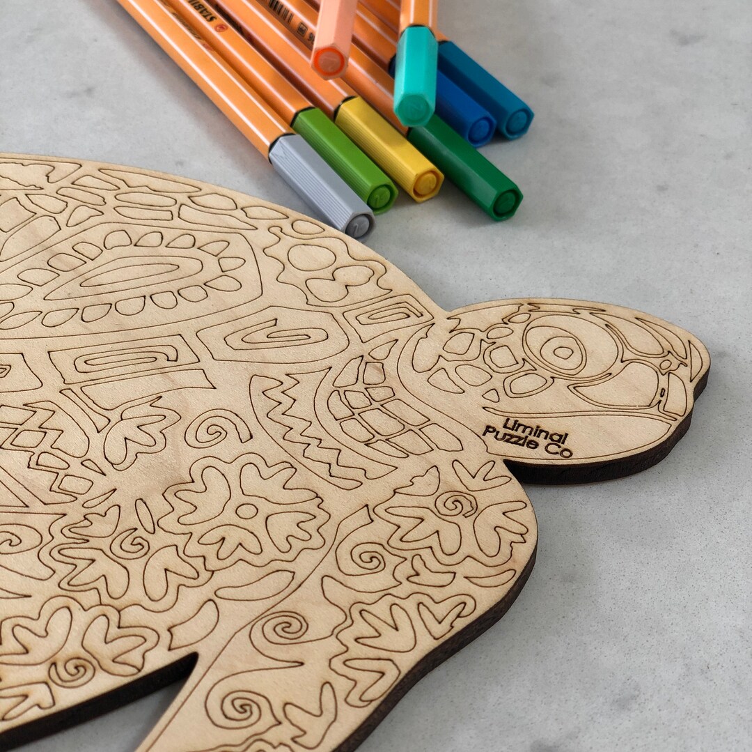 Turtle Adult Coloring Puzzle Zentangle - Etsy