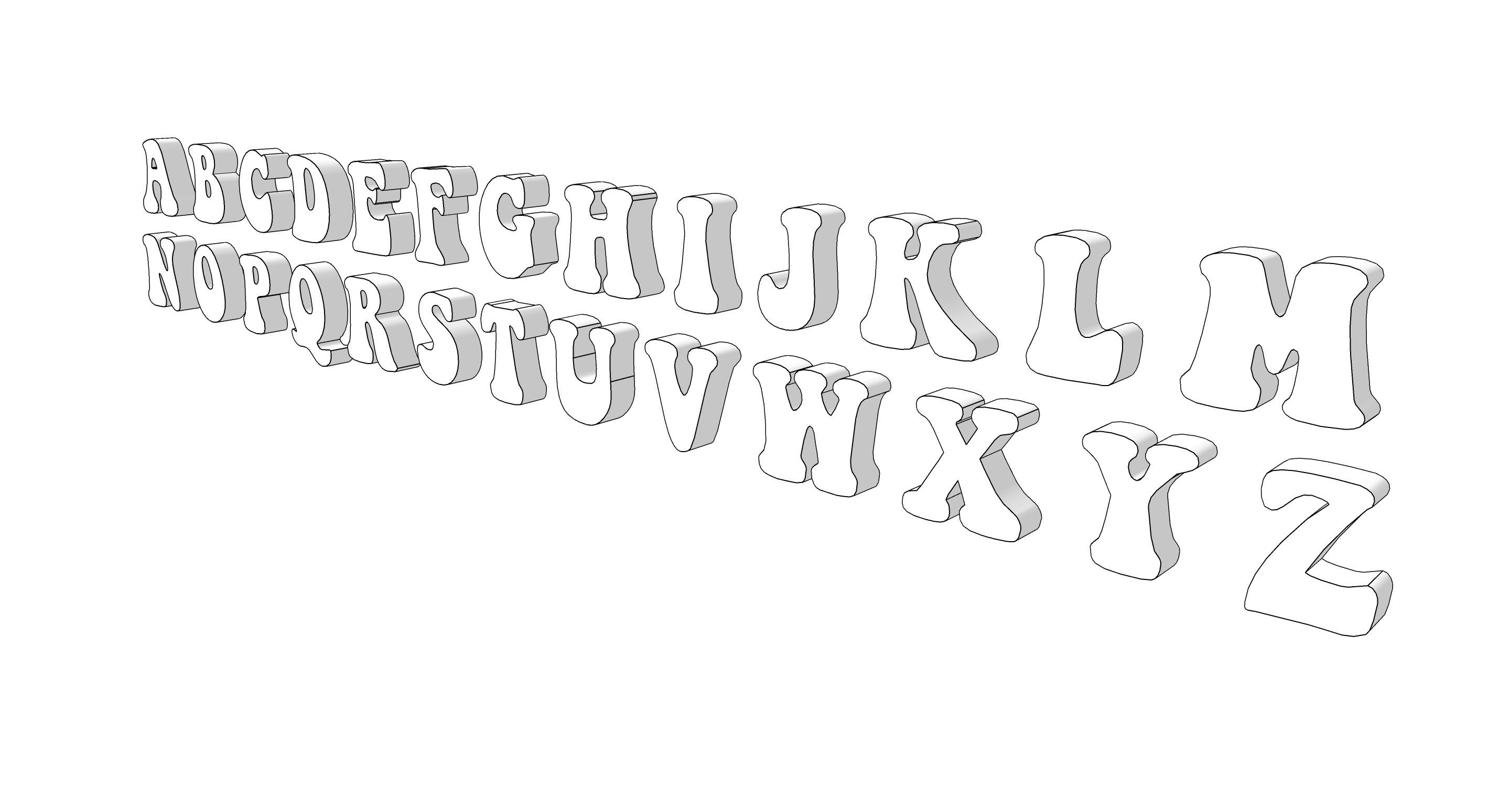 Retro Groovy Alphabet | 3D Print File | STL File Letter Pack | Funky 3D ...