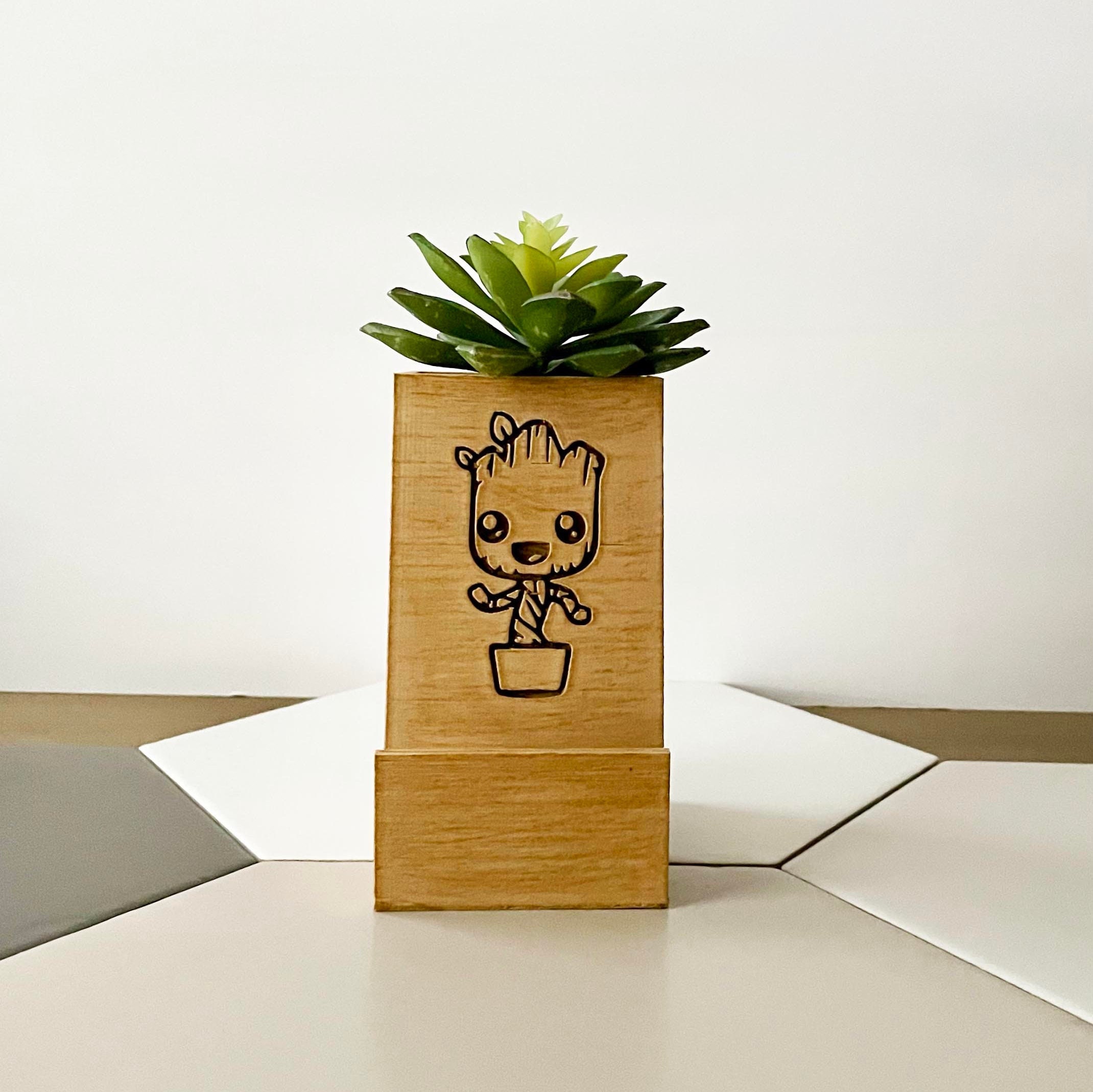 Baby Groot Modern Phone Stand 3d Printed Wood Look Rustic Pencil Holder ...
