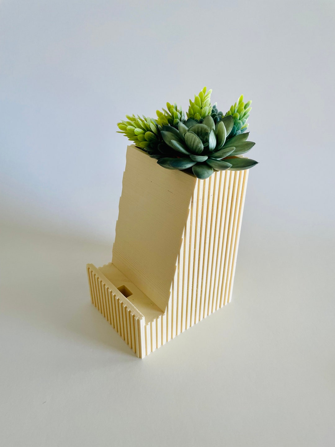 Modern Phone Stand | Phone Holder | 3D Printed | Wood Slat Design ...