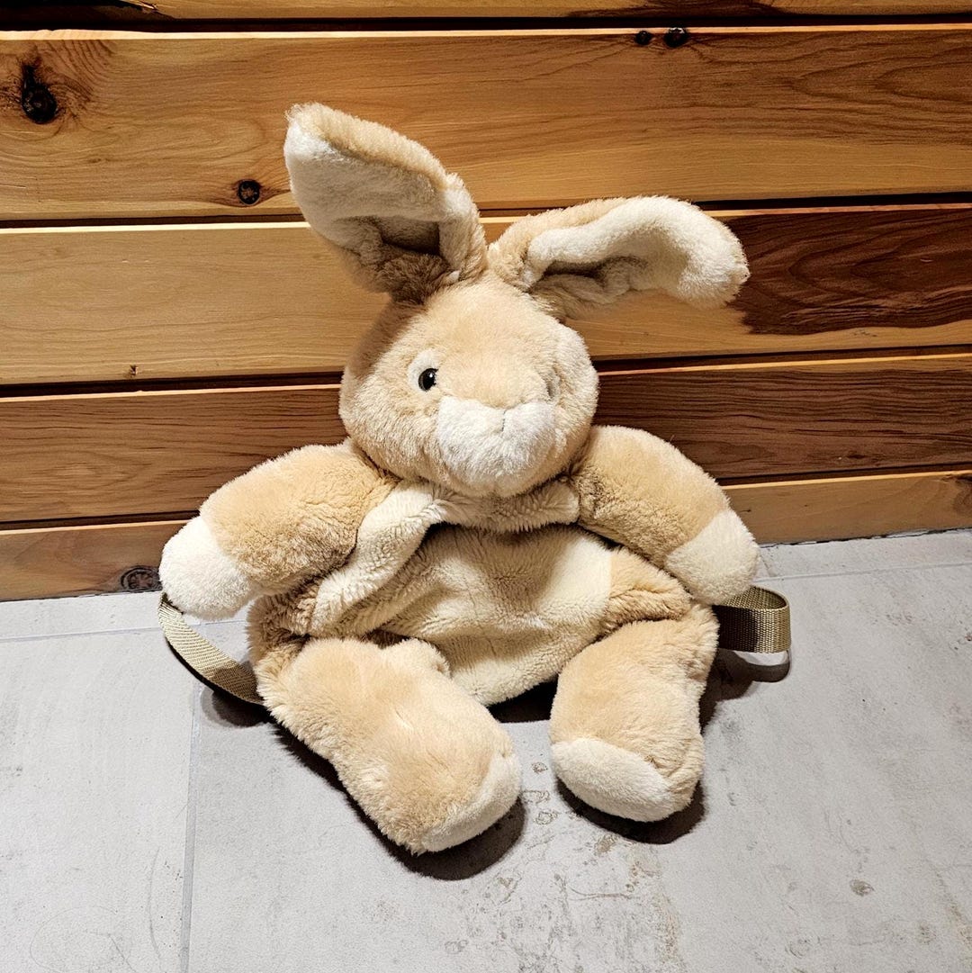 Vintage 90s Beige Plush Rabbit Backpack RARE - Etsy