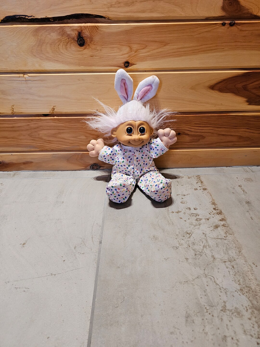 Vintage Troll Doll Easter Bunny Russ Berrie Pale Pink Hair 13" - Etsy