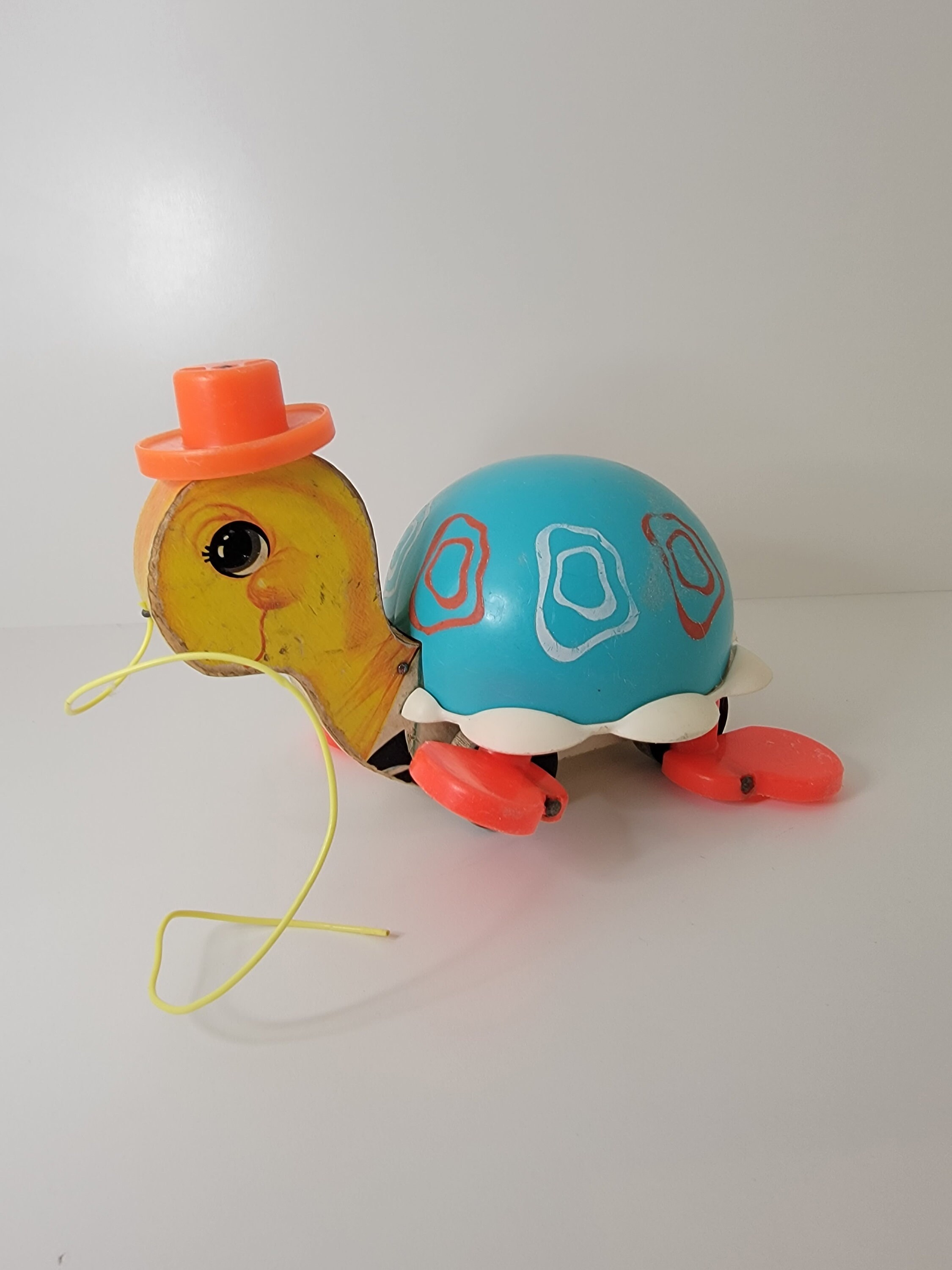 Vintage 1962 Fisher Price Tip Toe Turtle Pull Along Toy 773 Music Bell ...