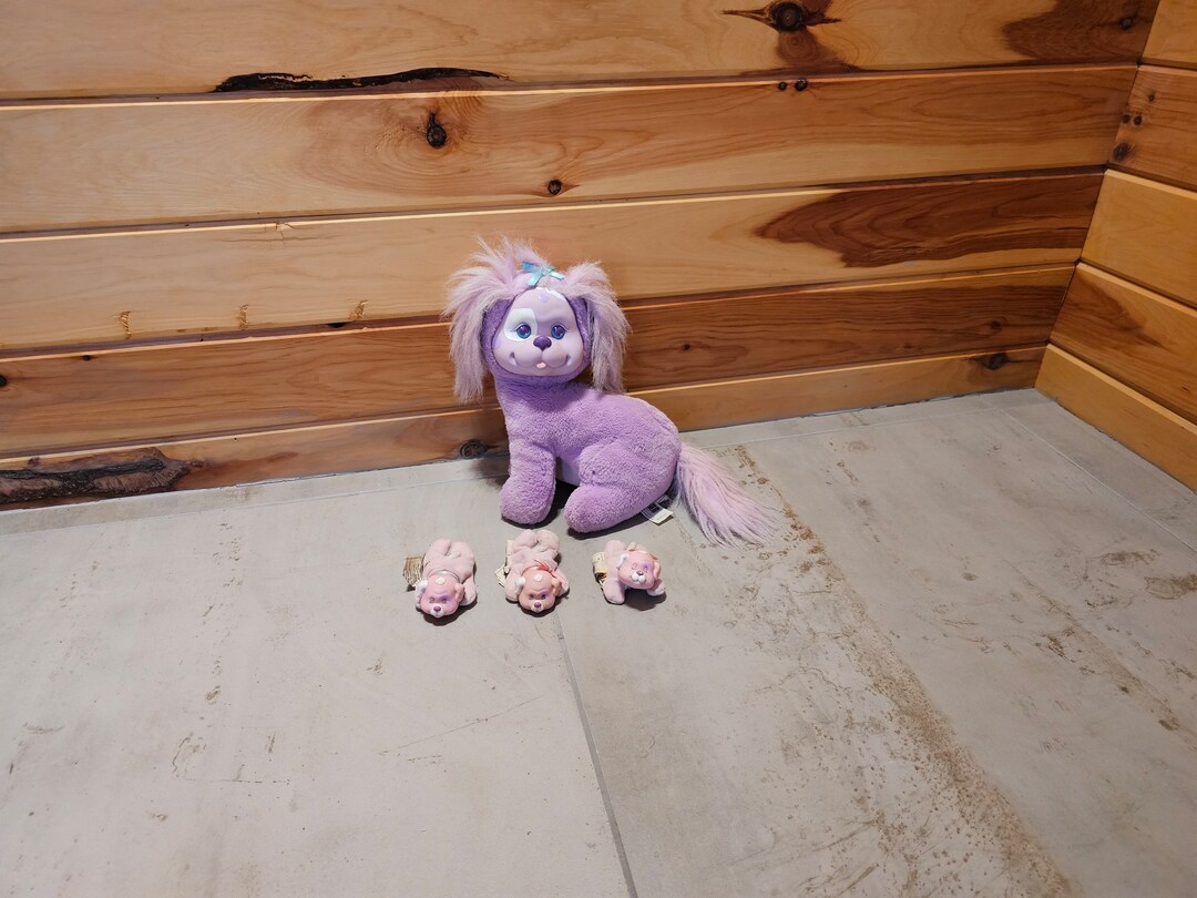 Puppy Surprise Vintage Dog Violet Fluffy Ears 1993 Hasbro Mom + 3 ...