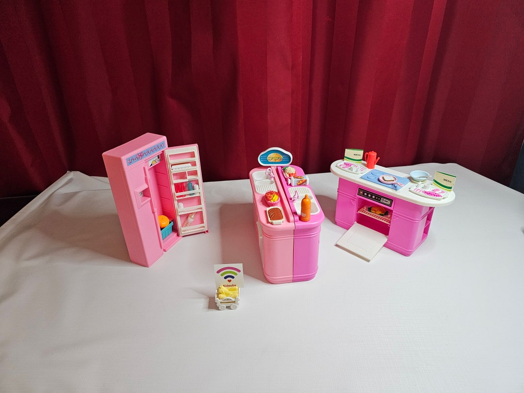 Vintage Barbie Kitchen Pink Mattel 90s Lot - Etsy