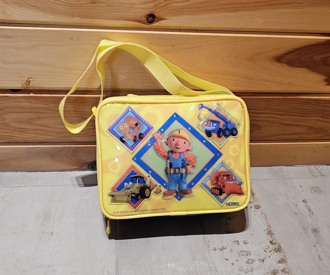 Bob the Builder Vintage Yellow Blue Thermos Lunch Box 2002 - Etsy UK