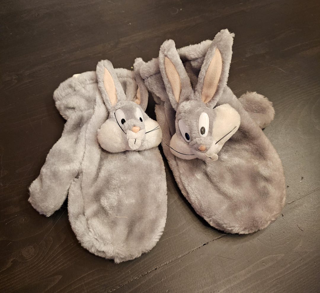 Vintage Bugs Bunny Mitten for Children, Grey, Warner Brothers Plush Toy ...