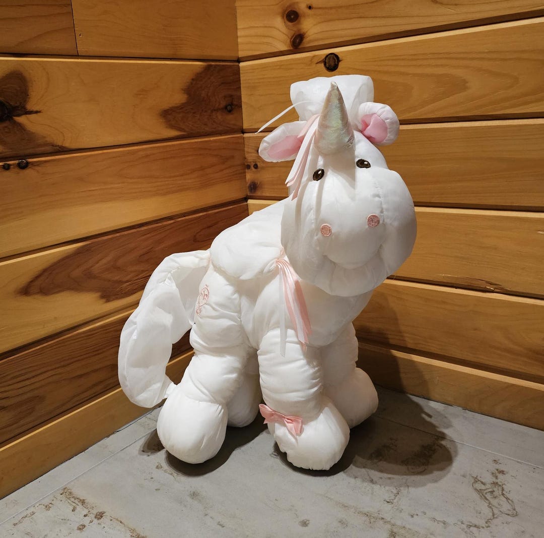 White Unicorn Enchanted Plush Puffalump Rare Vintage White 1987 Pegasus ...