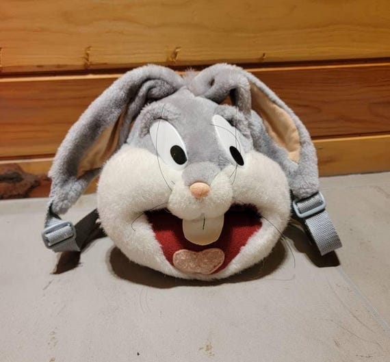 Bugs Bunny plush backpack Vintage 1997 head mini zip … - Gem