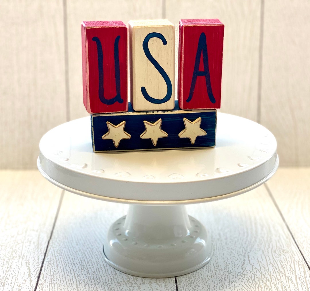 USA Star Blocks, Wooden Patriotic Display Blocks - Etsy