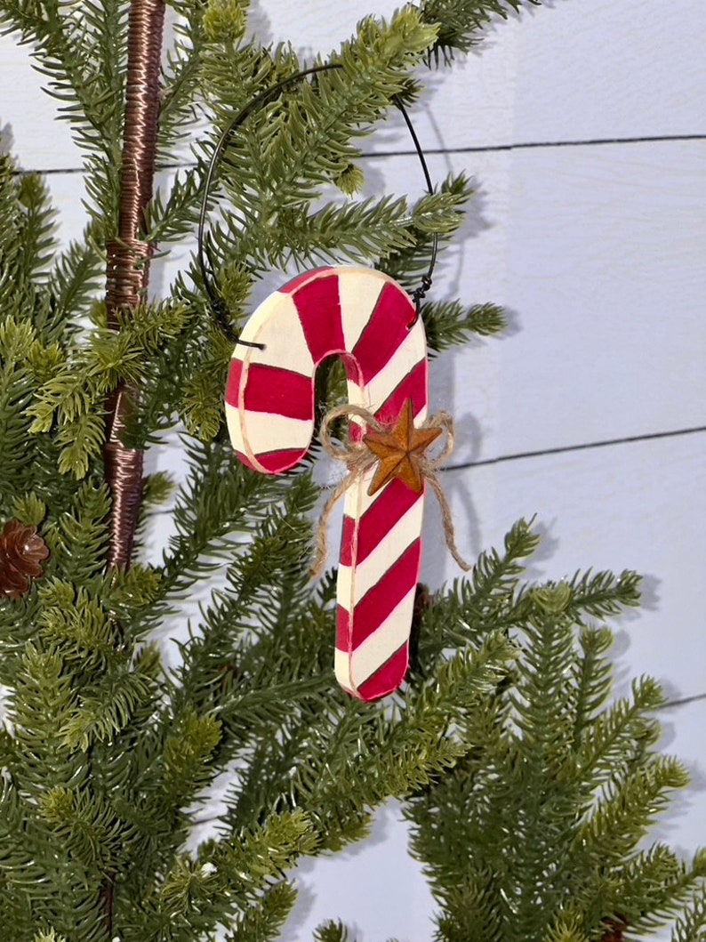 Wooden Candy Cane Ornament - Etsy