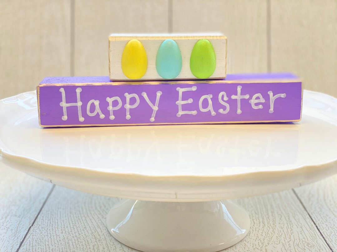 Happy Easter Wooden Blocks - Etsy