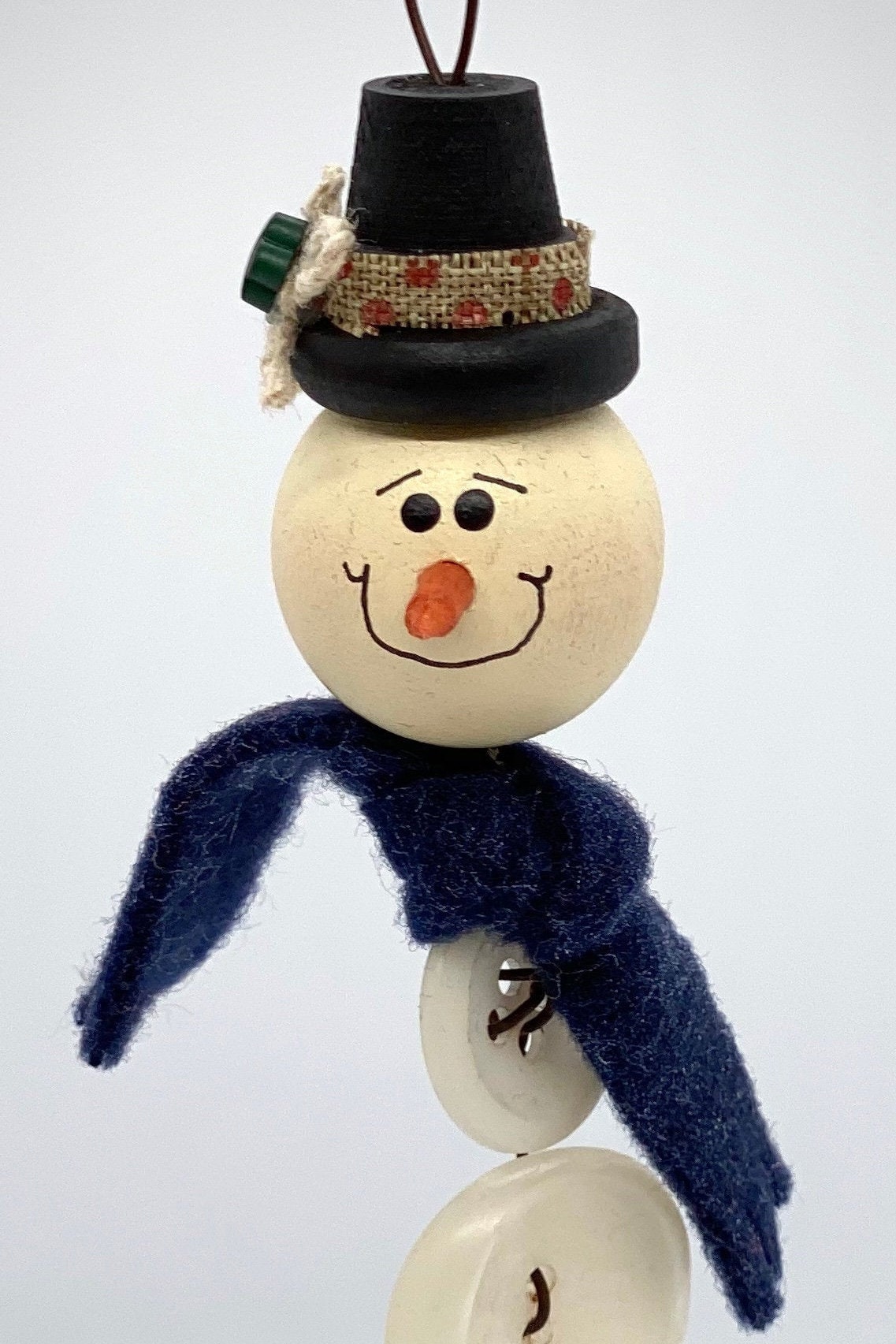 Button Snowman Ornament, Vintage Button Snowman, Snowman Ornament - Etsy