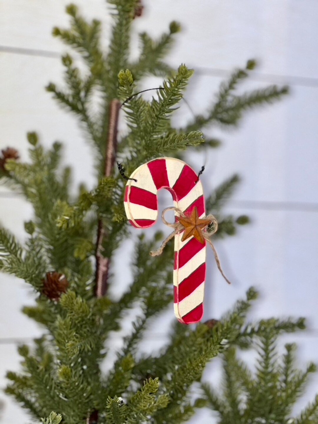 Wooden Candy Cane Ornament - Etsy