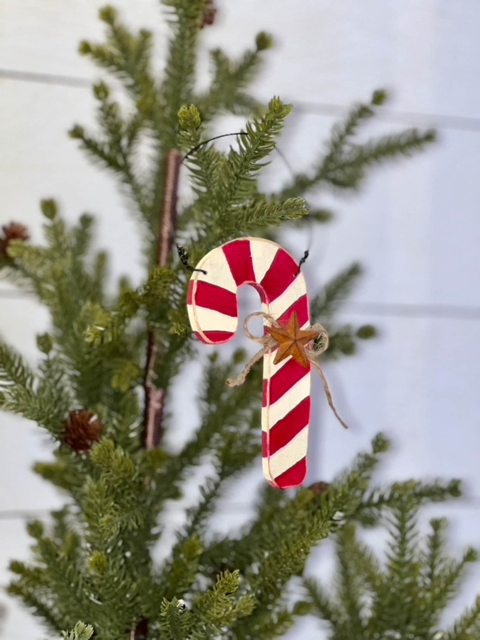 Wooden Candy Cane Ornament - Etsy