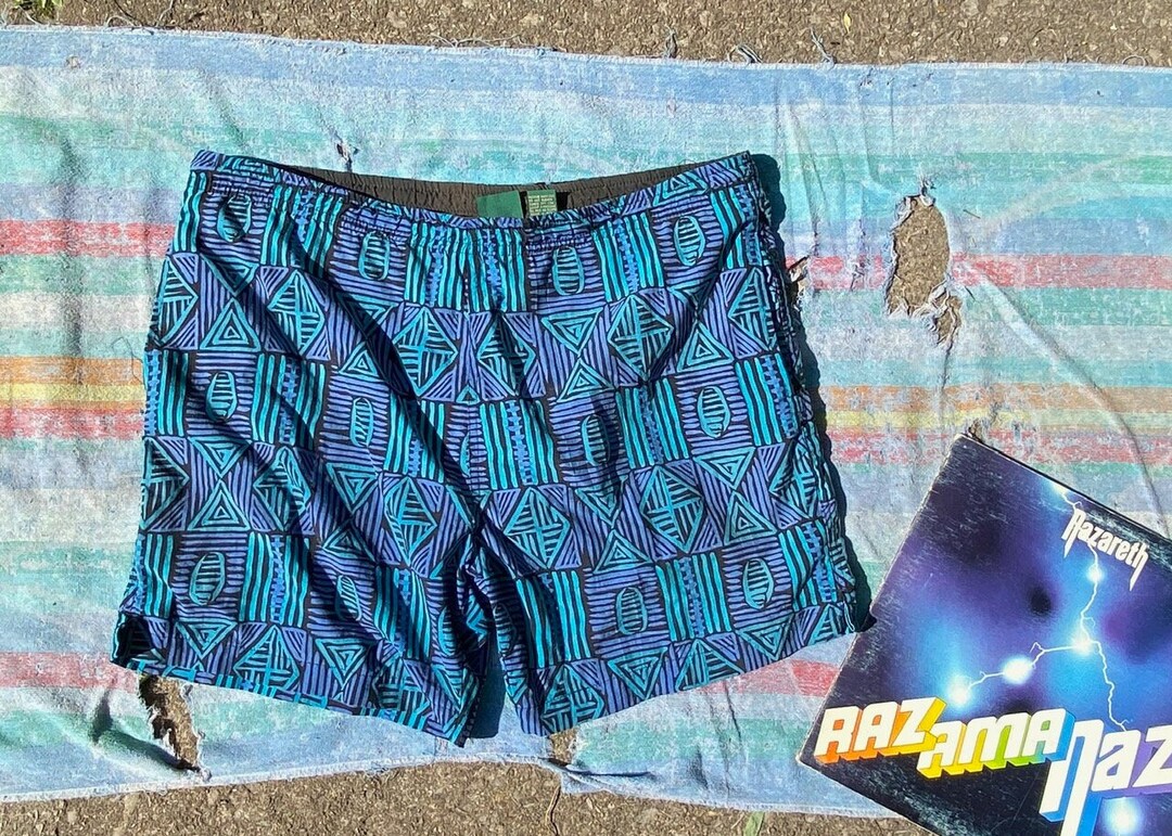 90s Surfer Geo Swim Shorts - Etsy