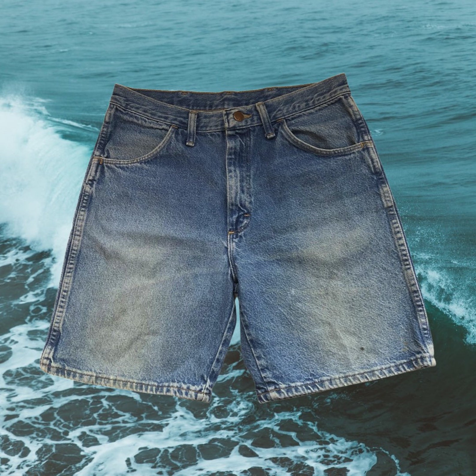 90s Dark Worn Rustler Denim Slim Shorts - Etsy