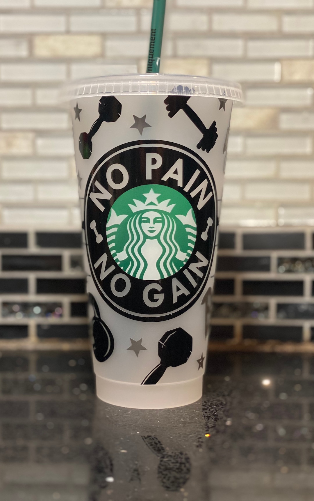 Work Out Starbucks Cup, Exercise Cup, No Pain No Gain Tumbler, Gym ...