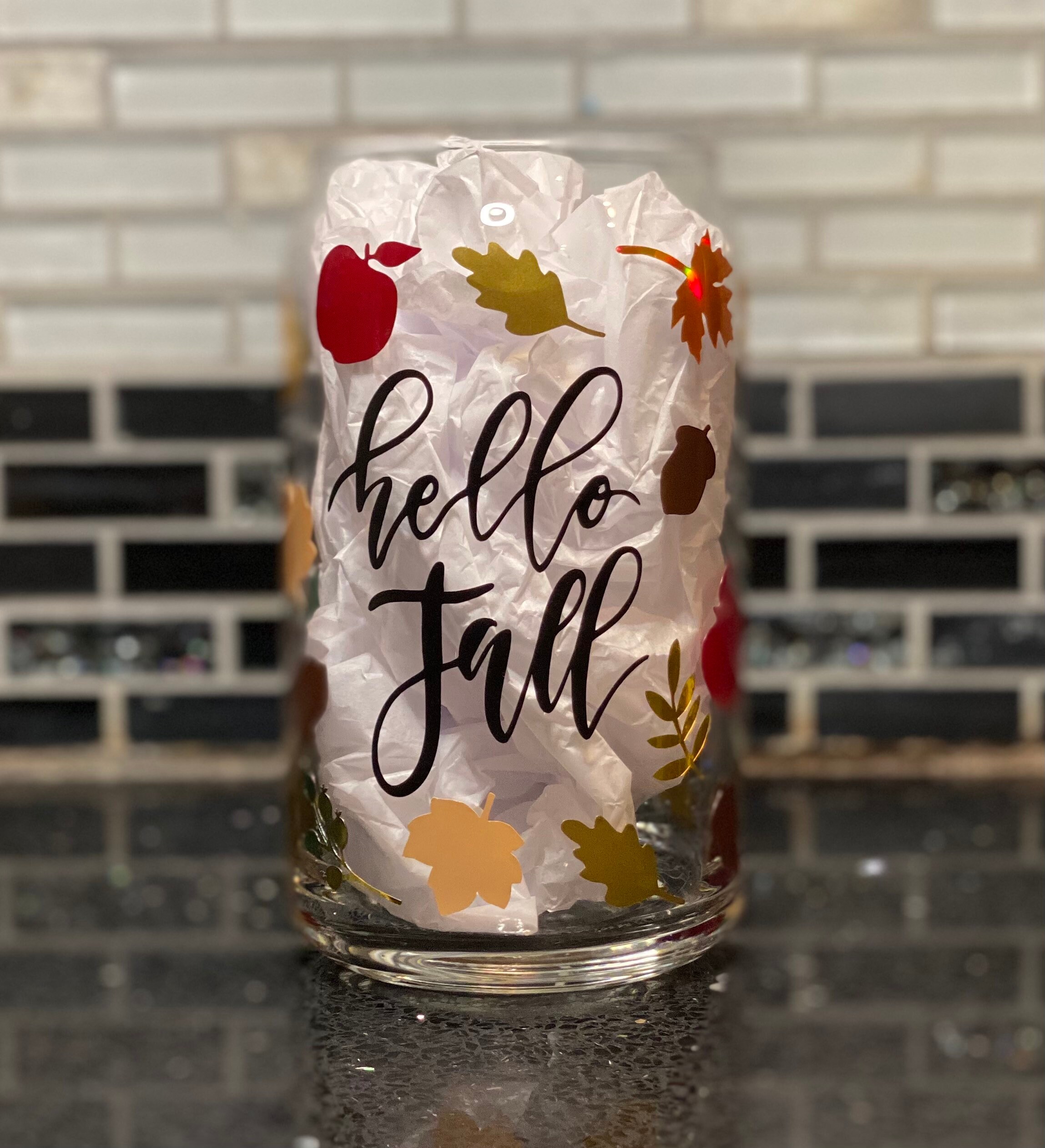 Hello Fall Beer Can Glass Iced Coffee Glass Fall Junkie - Etsy