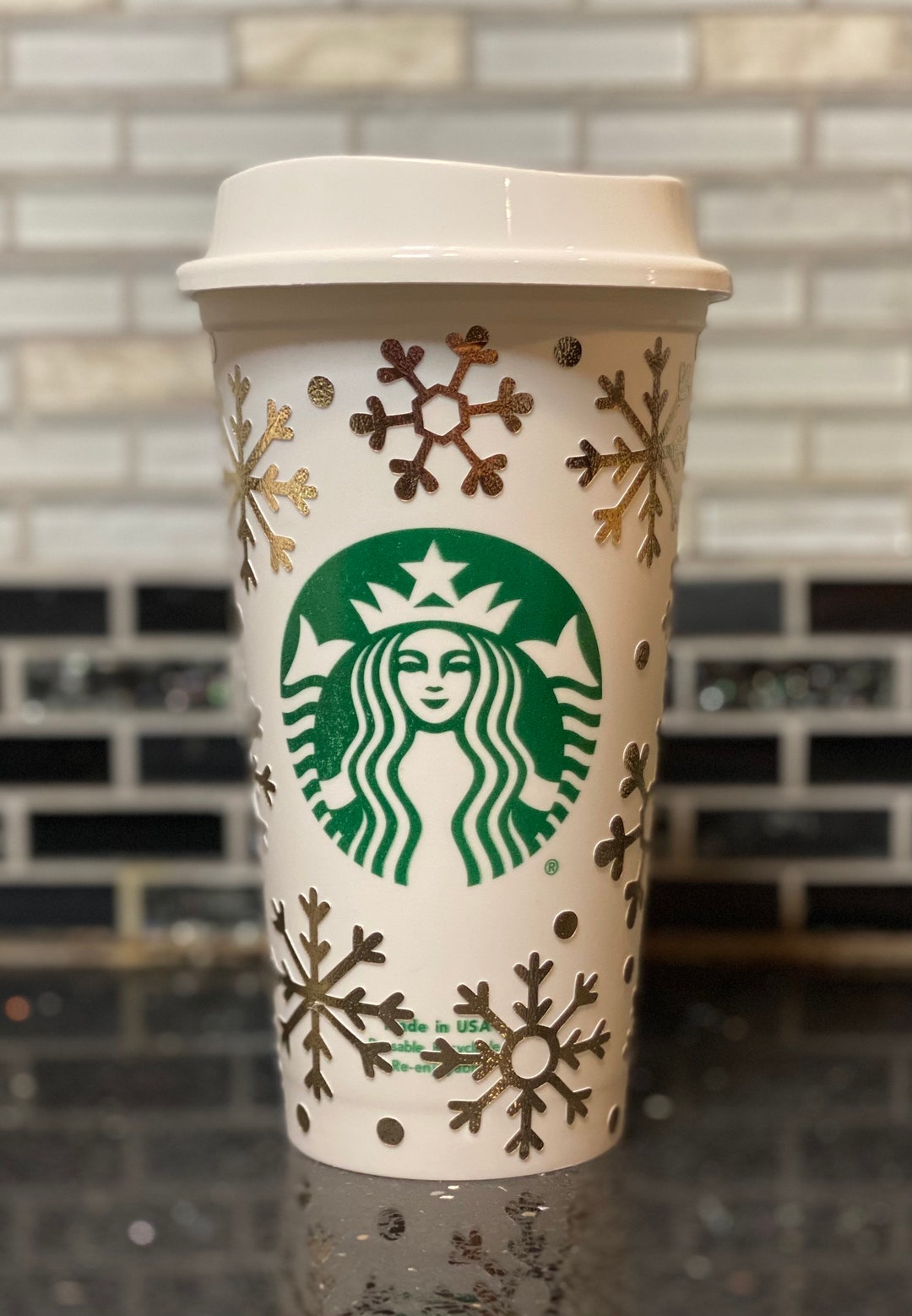 Snowflakes Starbucks Hot Cup, Christmas Themed Starbucks Cup, Snowflake ...
