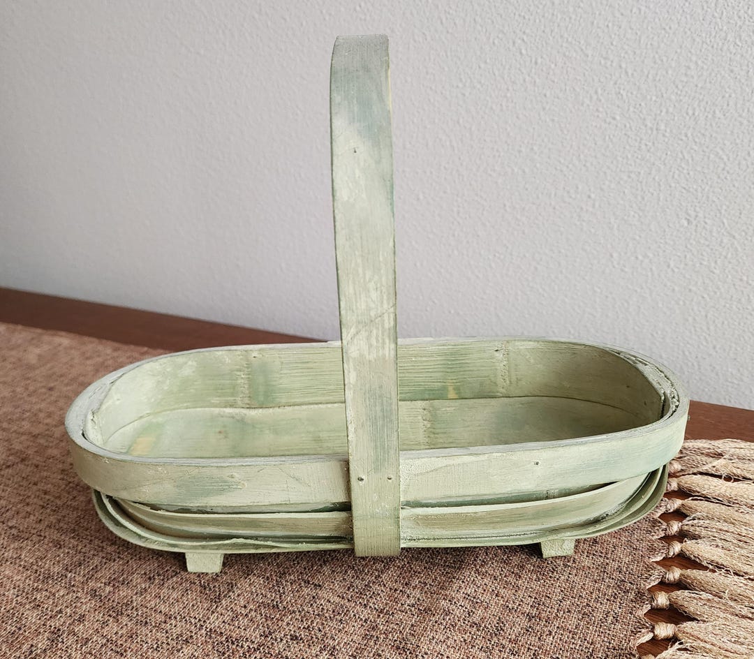 Small Vintage Footed Bent Wood Trug Handled Basket - Etsy