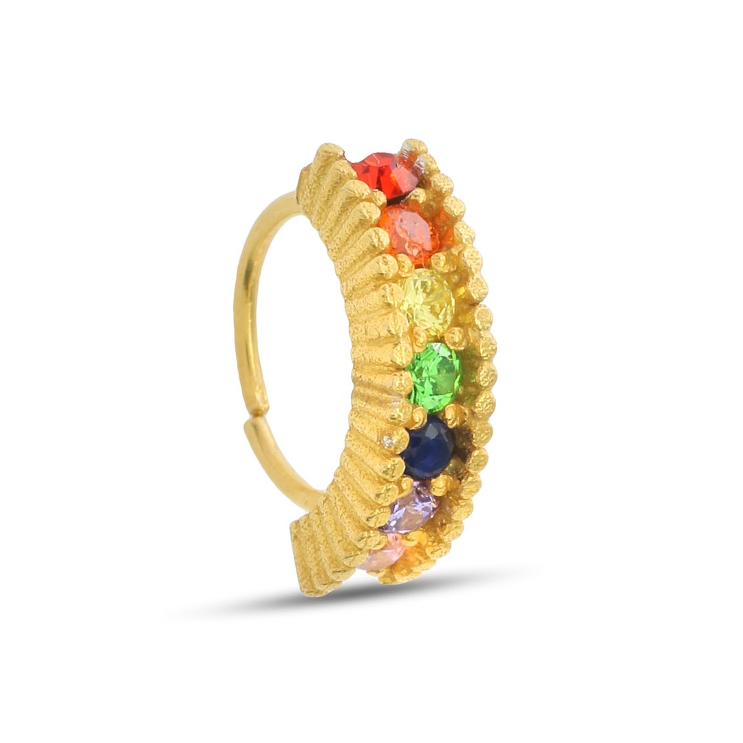 14K Rainbow Nose Ring - Etsy