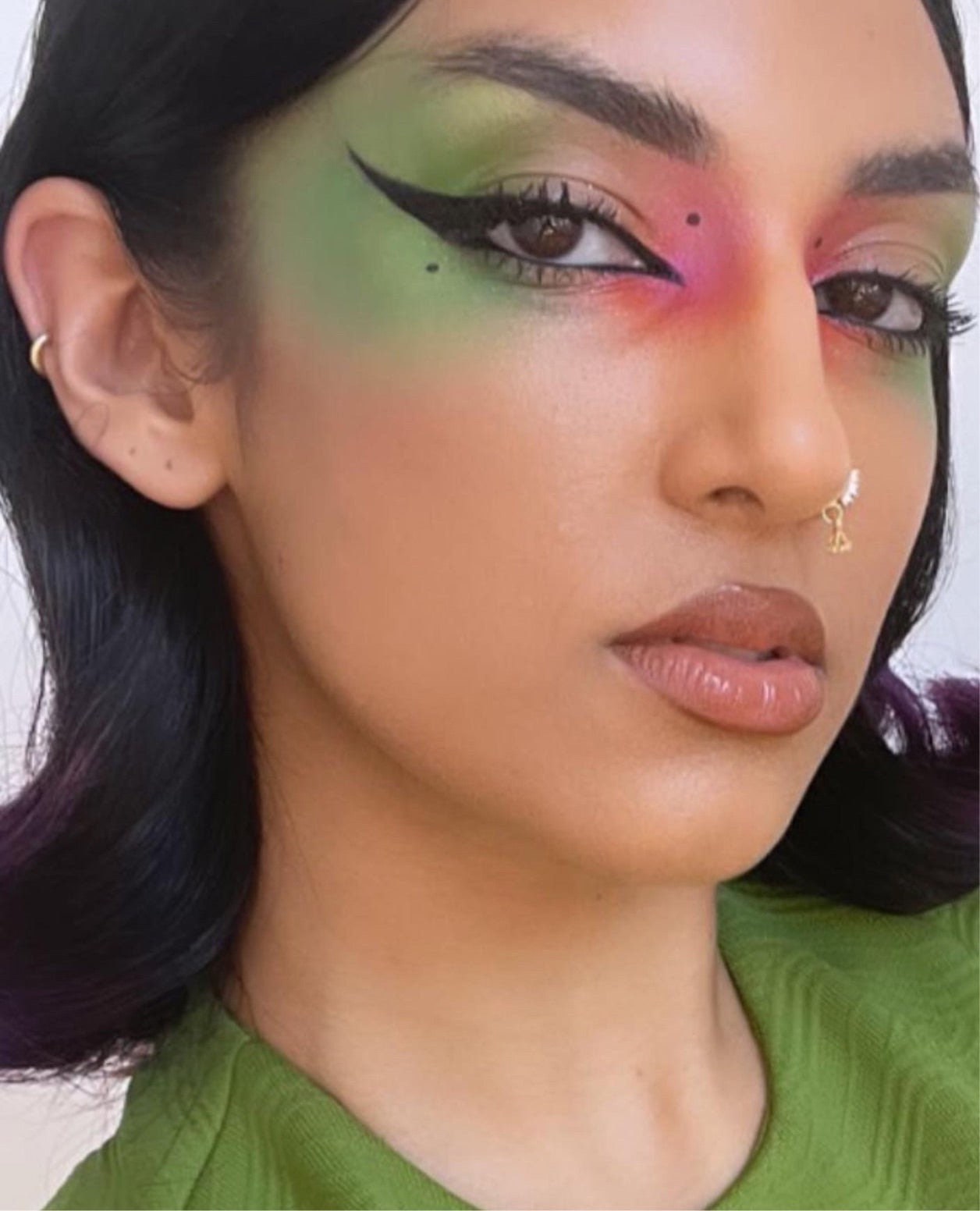 3 Diamond Gold Crown Dangling Nose Ring - Etsy UK