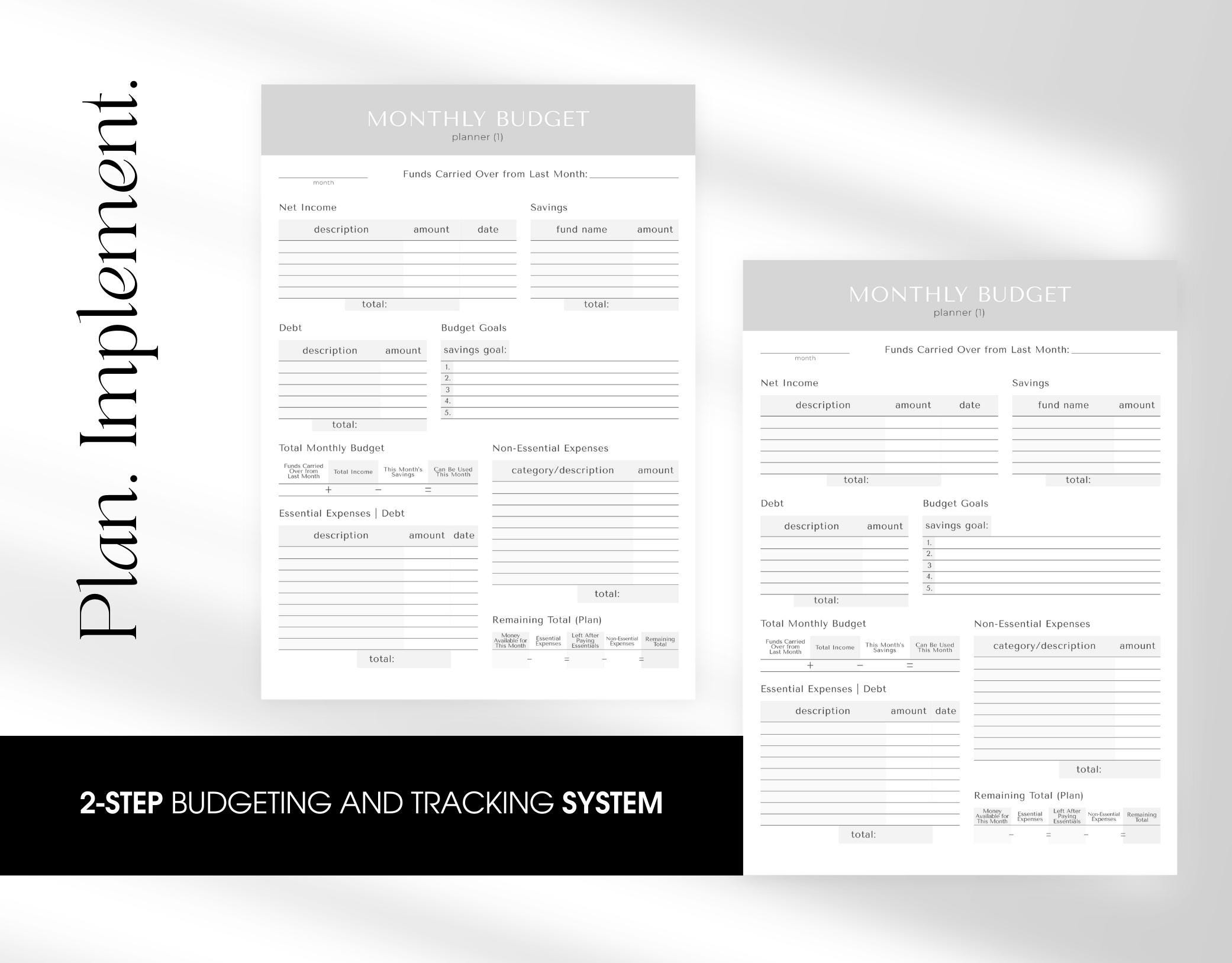 Monthly Budget Planner Printable: Personal Finance Tracker (PDF) - Etsy