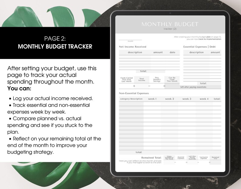 Monthly Budget Planner Printable: Personal Finance Tracker (PDF) - Etsy
