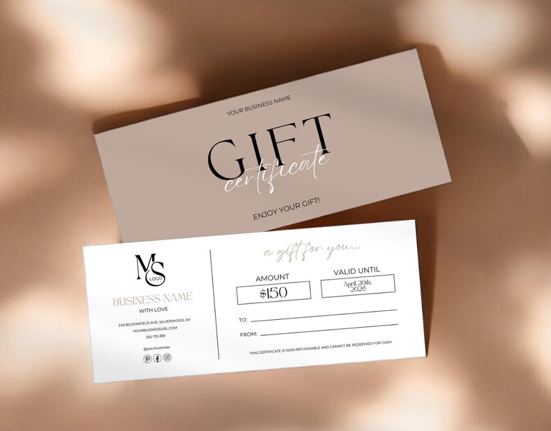 Editable Gift Certificate Template, Printable Gift Voucher, Canva ...