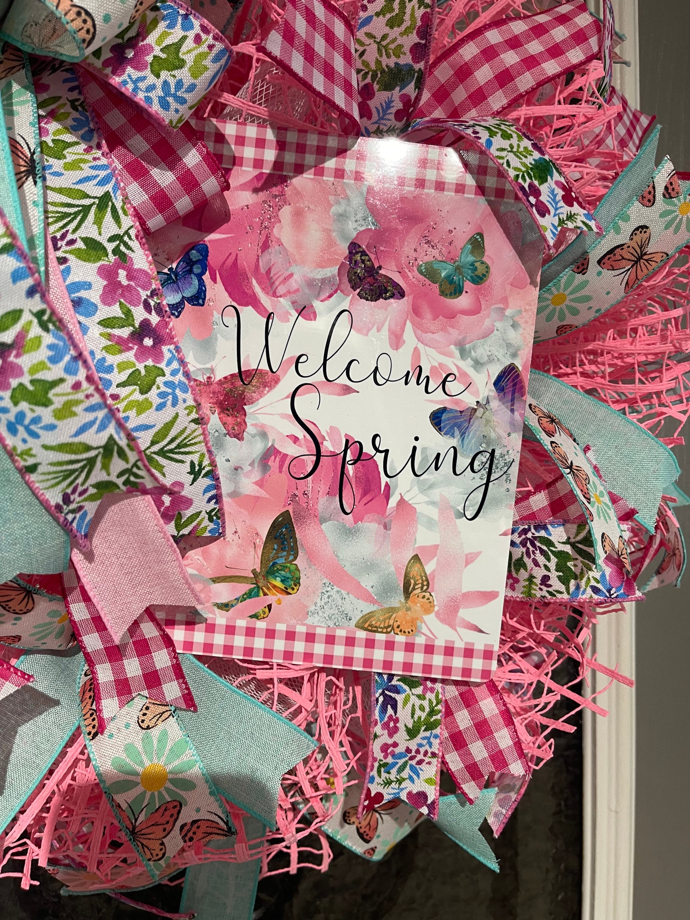 Spring Wreath Spring Welcome Butterfly Wreath Butterfly | Etsy