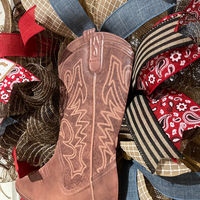 Cowboy Boot Wreath for Your Door Bandana Boot Wreath Decor - Etsy