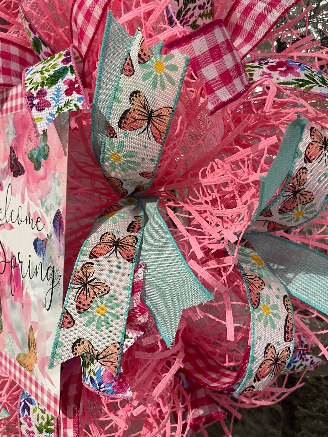 Spring Wreath Spring Welcome Butterfly Wreath Butterfly | Etsy