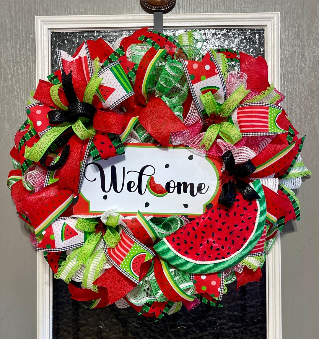 Welcome Watermelon Wreath, Watermelon Attachment Wreath With Welcome ...