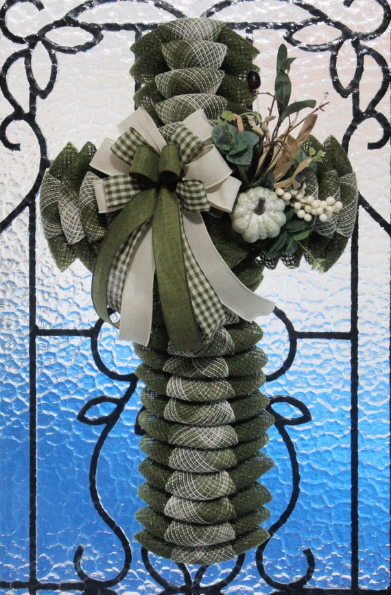 Cross Wreath Fall Pumpkin Cross Memorial Cross Graveside | Etsy