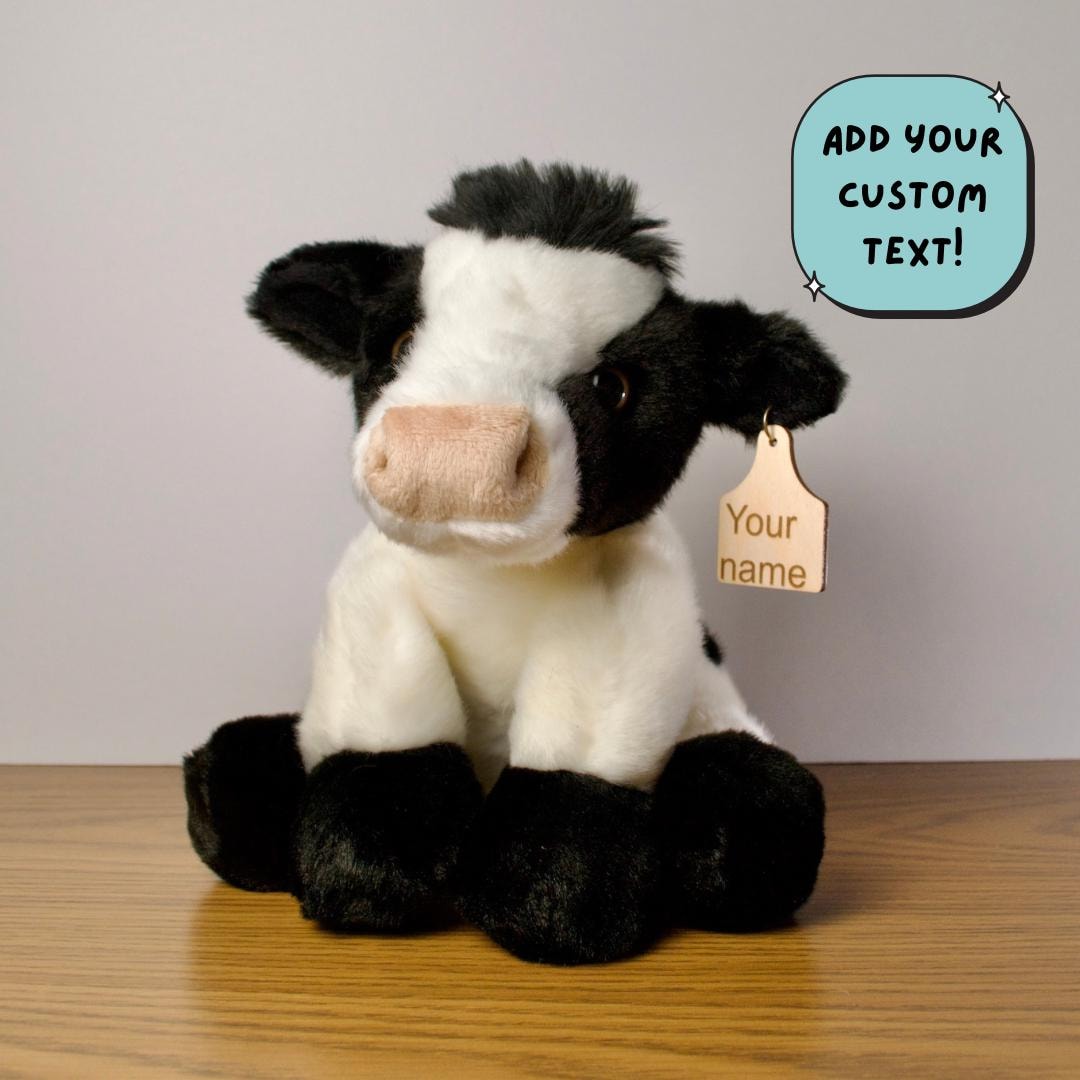 Personalized Holstein Plush With Tag, 12" Holstein Plush, Western Gifts ...