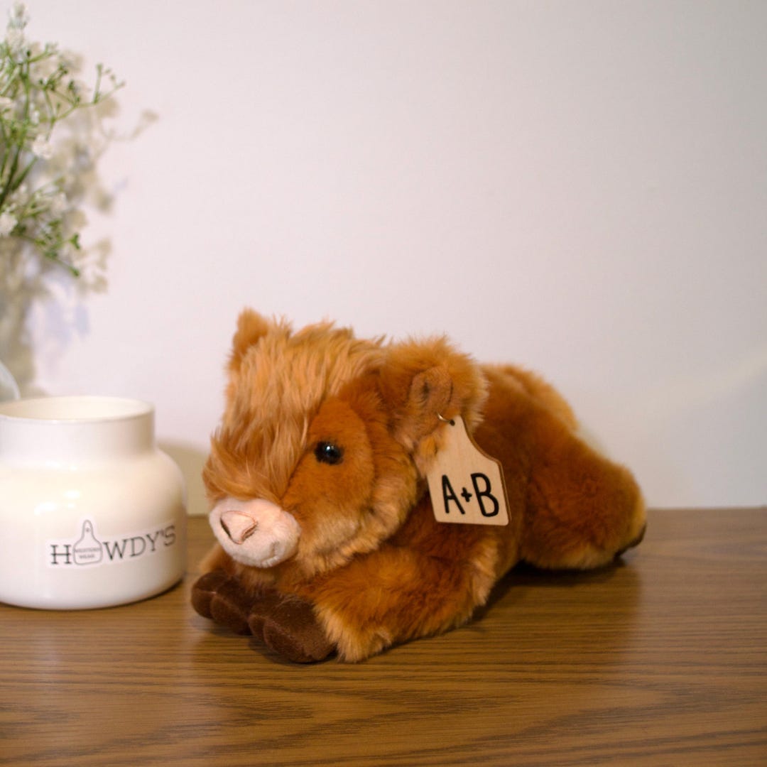 Personalized Highland Calf Plush With Cow Tag, Western Gifts ...