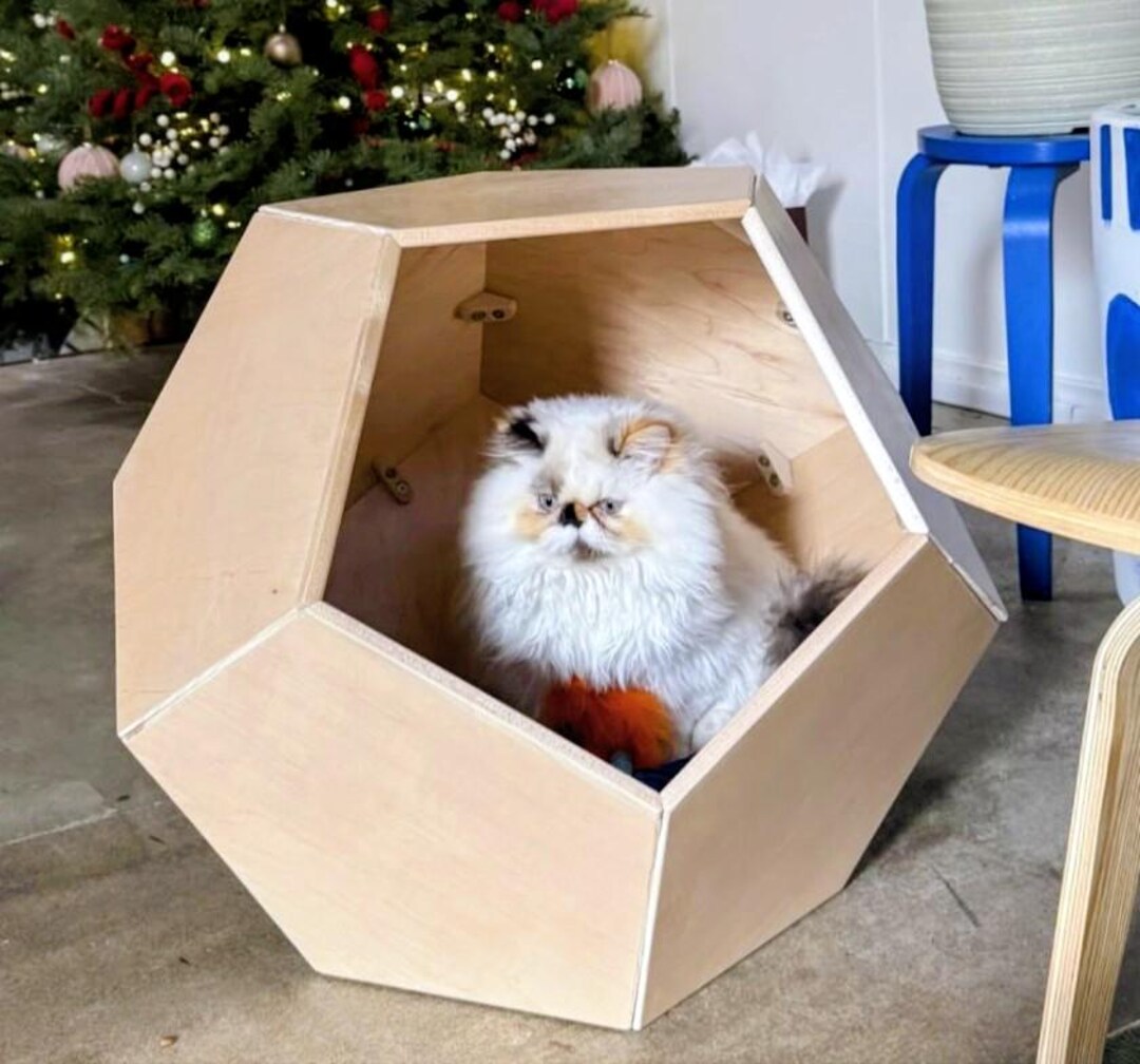 Modern Geometric Cat Cave Side Table - Etsy