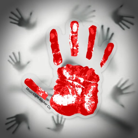 Bloody Hand Print Sticker Halloween Spooky Bloody Quirky | Etsy