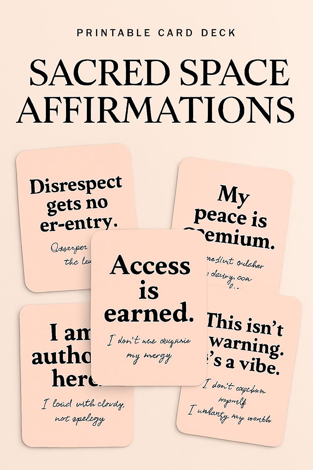 Sacred Space Affirmation Cards-printable Deck for Boundaries, Self ...