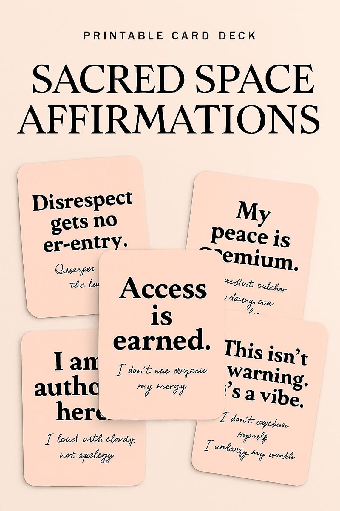 Sacred Space Affirmation Cards-printable Deck for Boundaries, Self ...