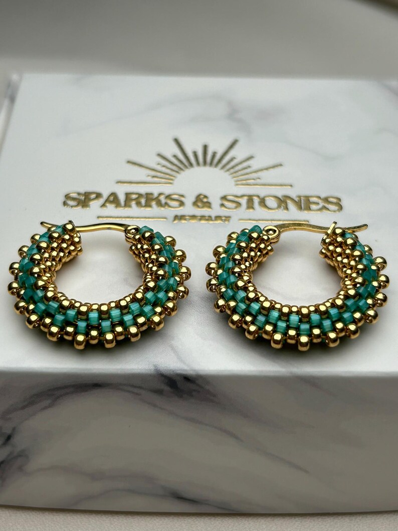 Gold & Aqua Green Silk Satin Beaded Hoop Congo With Accent Side ...