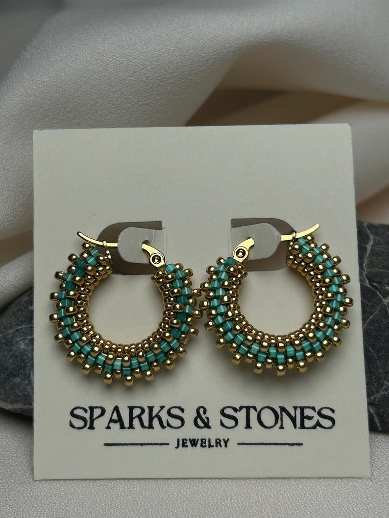 Gold & Aqua Green Silk Satin Beaded Hoop Congo With Accent Side ...