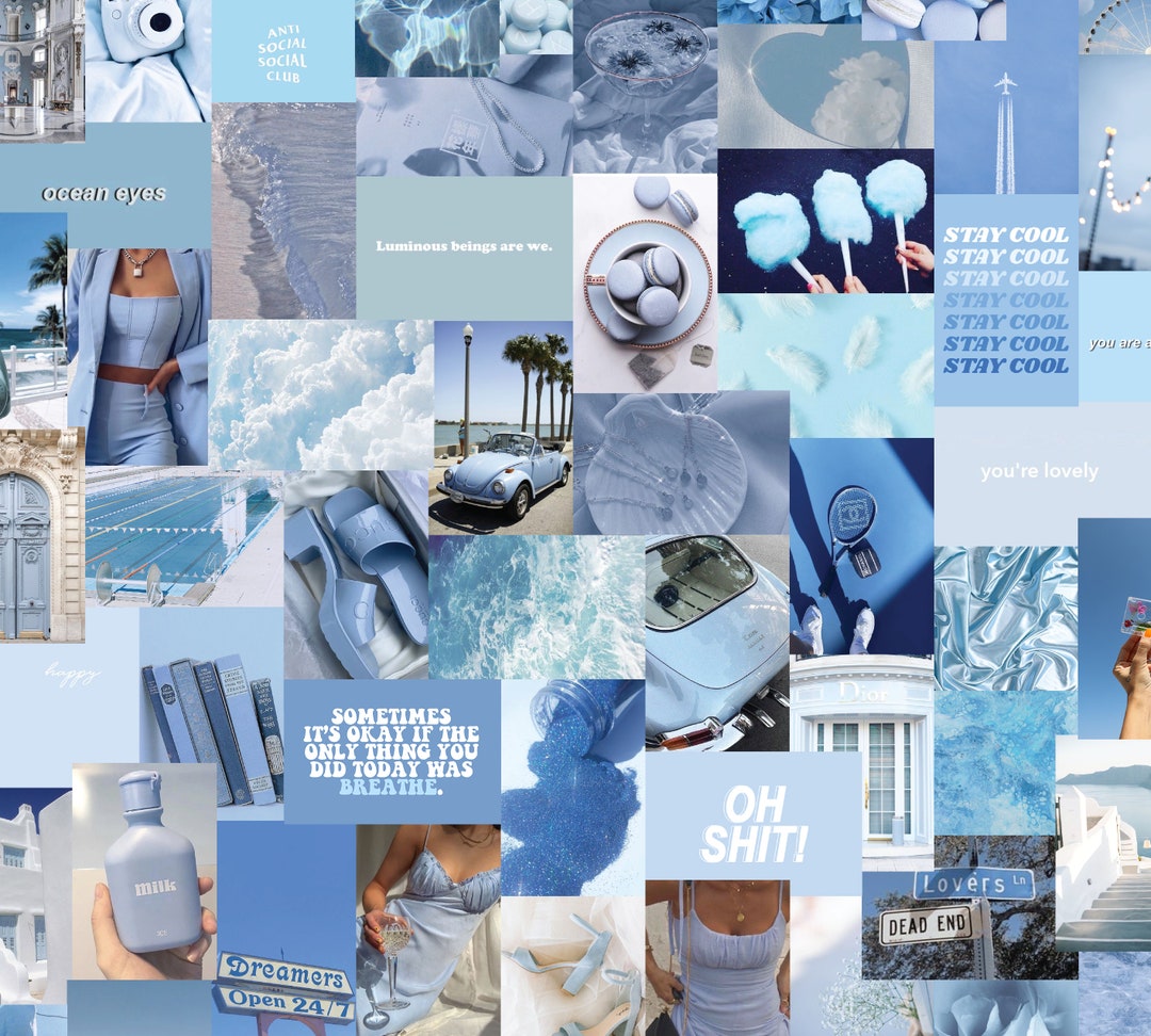 Blue Aesthetic Collage Kit | Wall Art | Digital Download | 75 Photos - Etsy