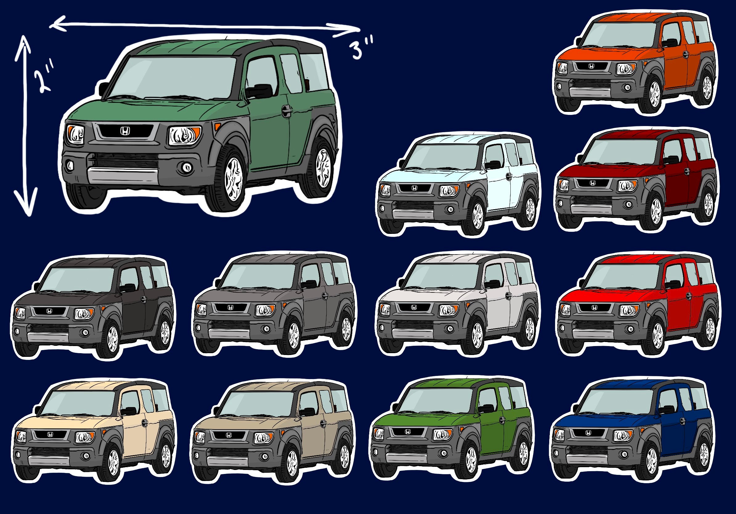 Classic Honda Element Sticker - Custom Colors, Makes a Great Gift for ...
