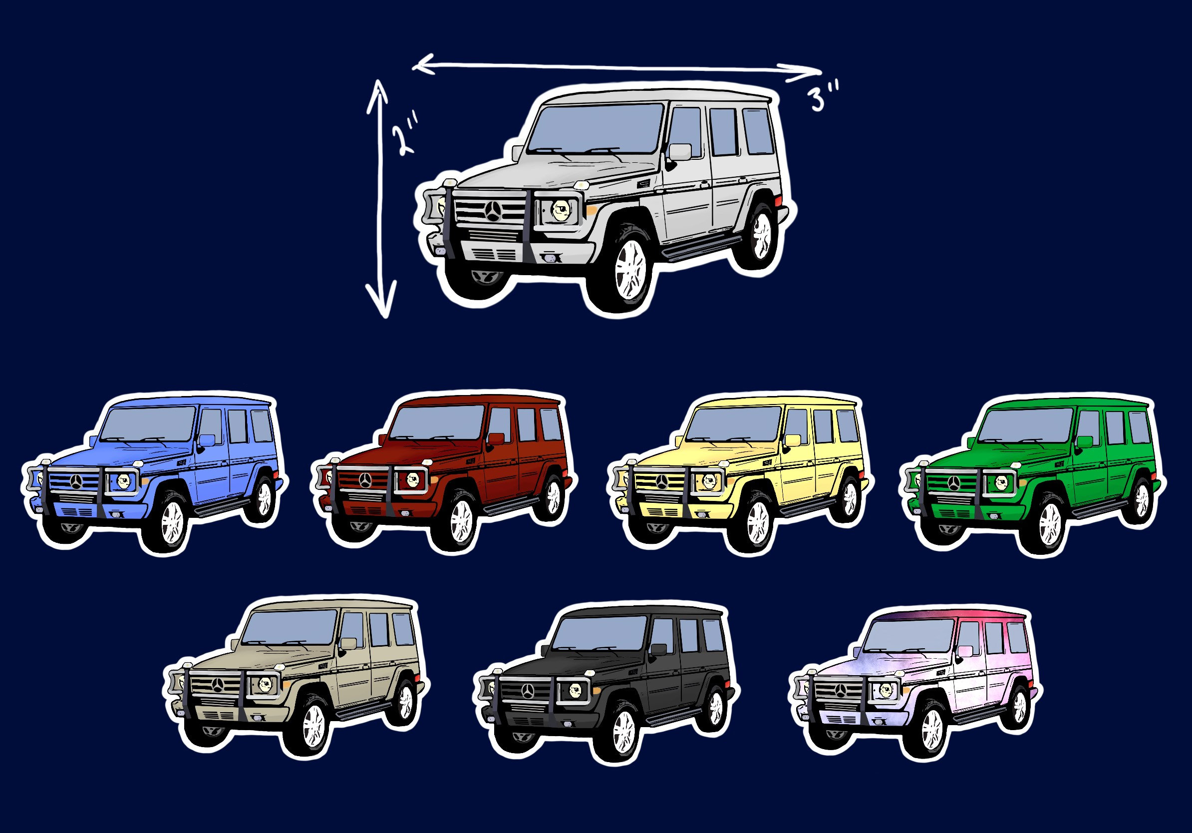 Mercedes G-wagon Sticker - Custom Colors, Great Gift for Car ...