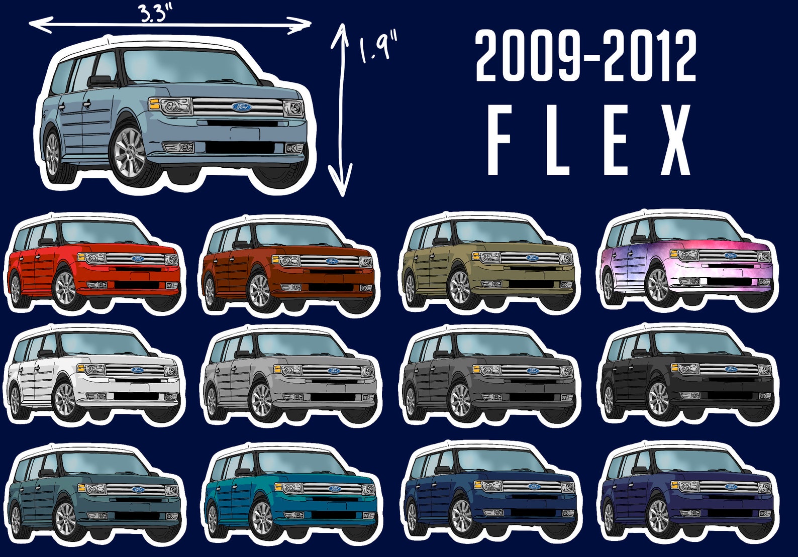 Ford Flex Sticker - Custom Colors and Wheels, 1st and 2nd Gen, Perfect ...