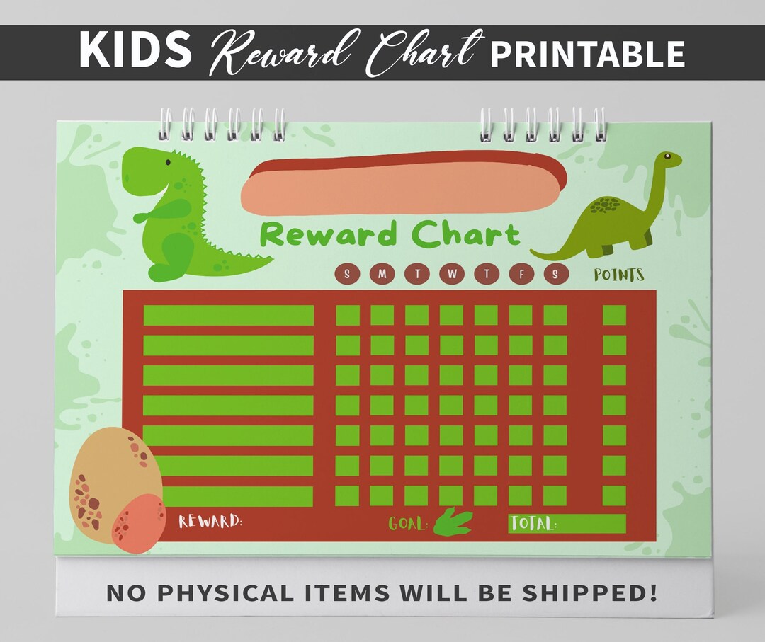 Tabla de recompensas para niños, Dinosaurio imprimible, Dino Kid Chore ...