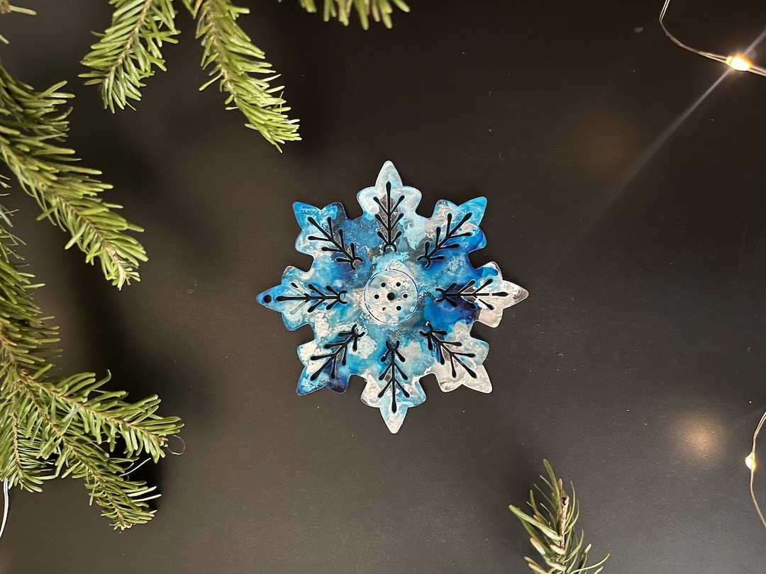 Snowflake Alcohol Ink Ornament - Etsy